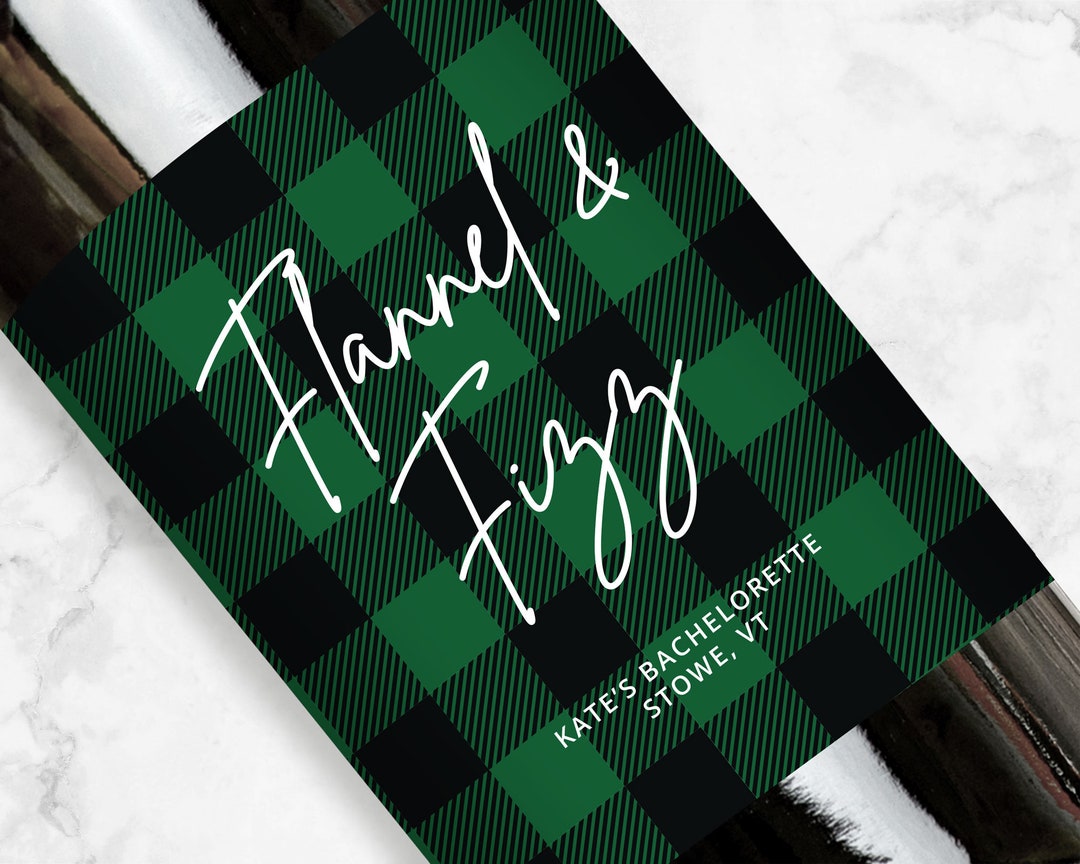 Green Flannel & Fizz Wine Labels - Etsy