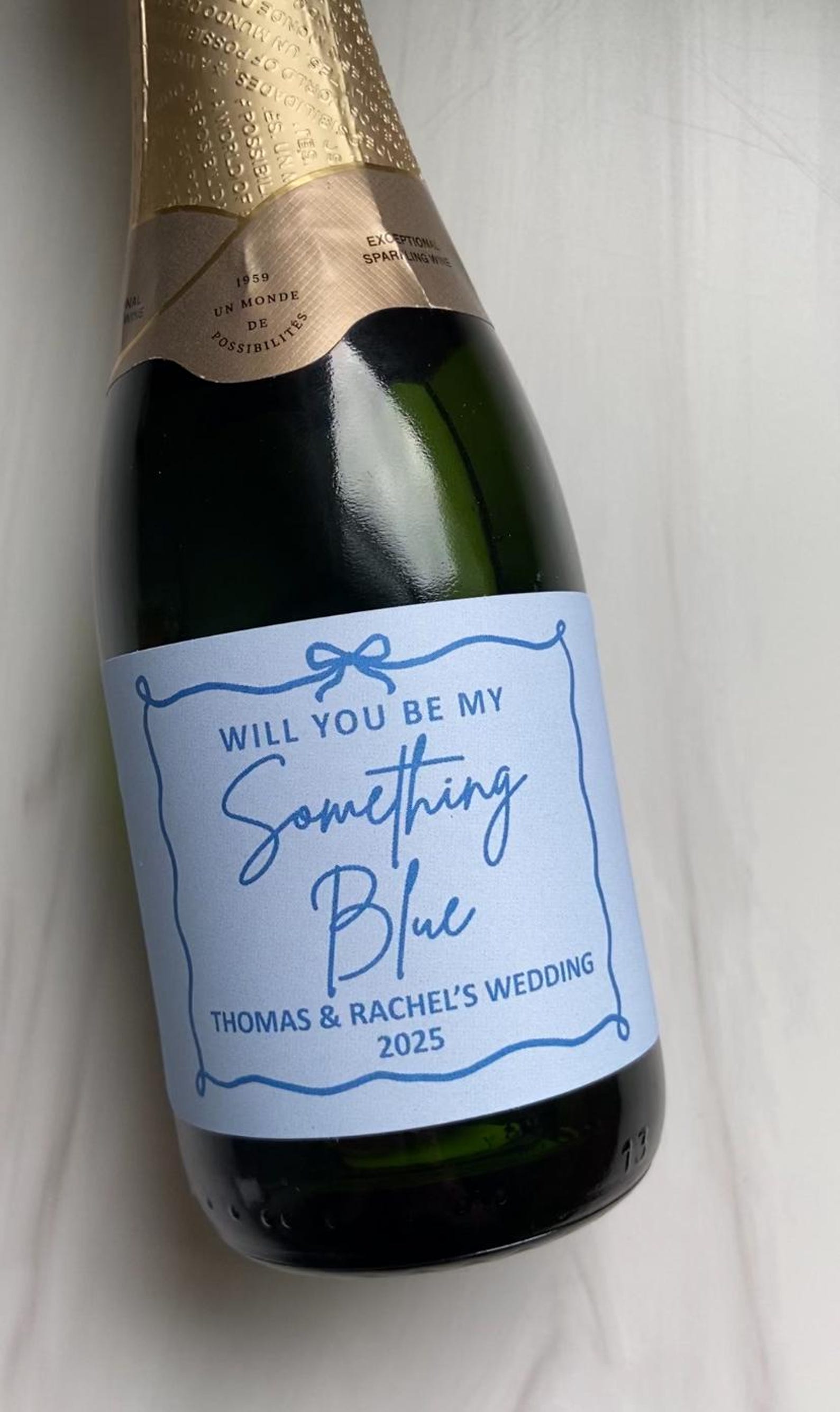 Something Blue Bridesmaid Proposal Custom Wine or Champagne Labels Will ...