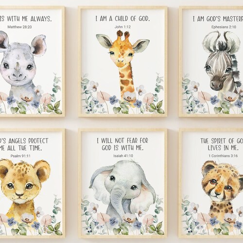Christian Nursery Decor Kids Bible Verse Wall Art Watercolor - Etsy