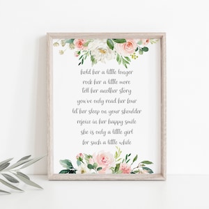 Hold Her a Little Longer Print, Baby Girl Nursery Quote, Watercolor ...