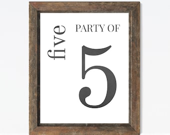 Party of 5 sign | Etsy