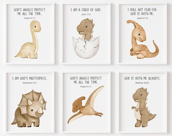 Kid's Bible Verse Prints Dinosaur Prints Christian Wall - Etsy