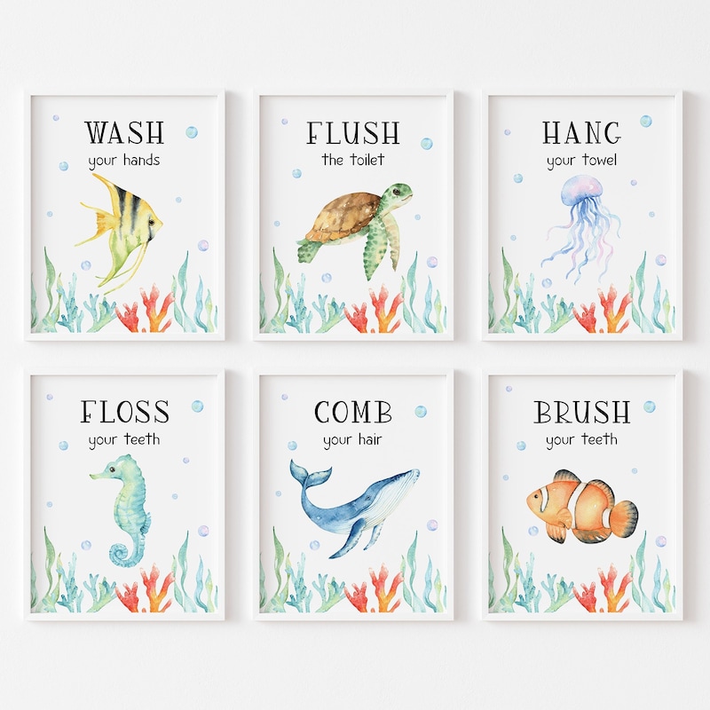 Sea Creature Bathroom Signs - Etsy