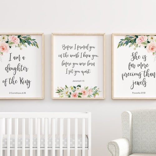 Baby Girl Nursery Bible Verses Christian Nursery Bible Print | Etsy