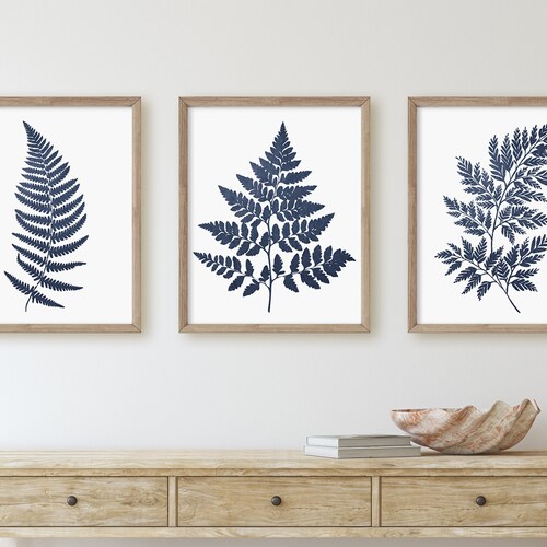 Blue Tropical Leaf Prints Set of 4 Coastal Home Decor - Etsy