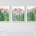 3 Girl Woodland Nursery Prints, Mountains, Evergreen Trees, Girl Wall ...
