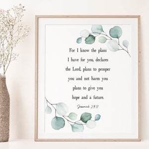 Jeremiah 29:11, for I Know the Plans I Have for You, Bible Verse Wall ...