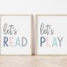 Let's Play Let's Read Prints, Girl Boy Playroom Wall Art, Playroom ...
