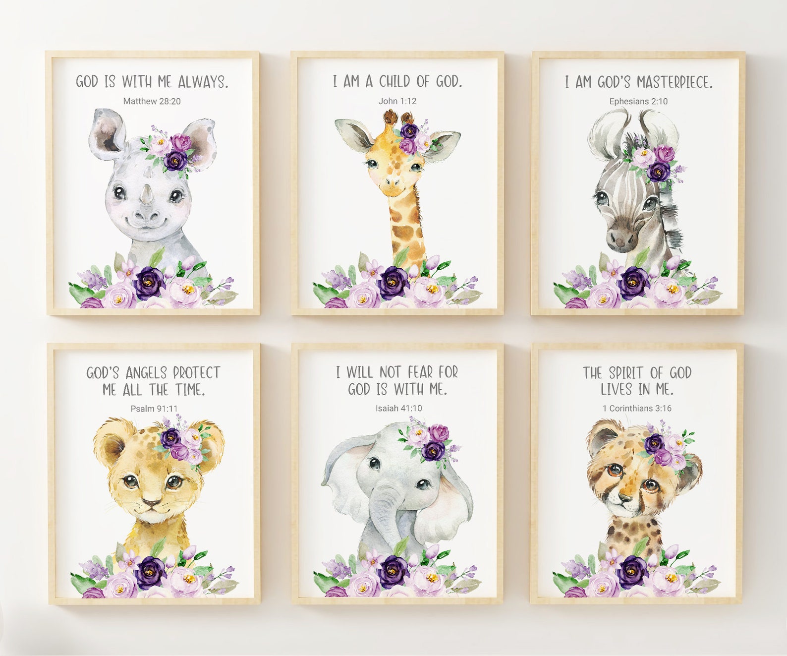 Kid's Bible Verse Prints Safari Animal Prints Christian | Etsy