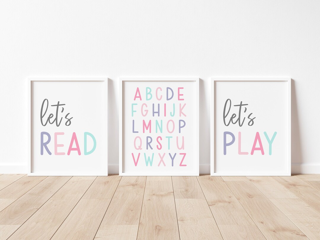 Let's Play Let's Read Prints, Alphabet Print, Homeschool, Girl Toddler ...