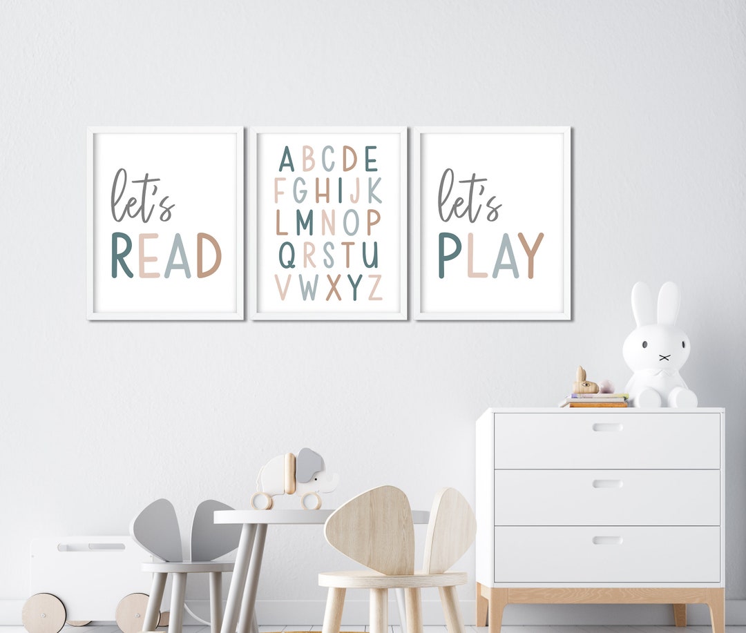 Let's Play Let's Read Prints, Alphabet Print, Boy Toddler Playroom Wall ...