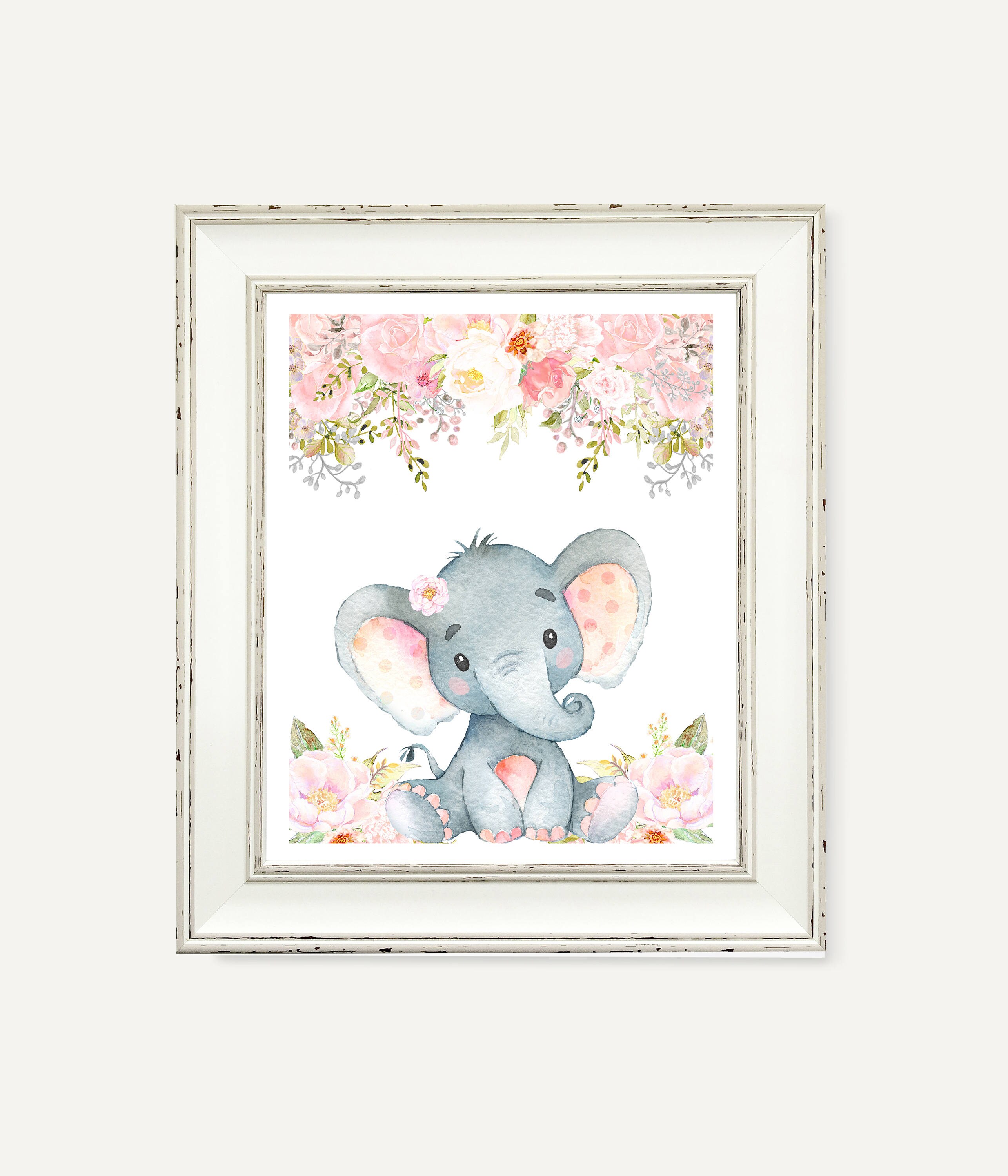 Elephant Pink Gray Nursery Decor Pink and Gray Baby Girl | Etsy