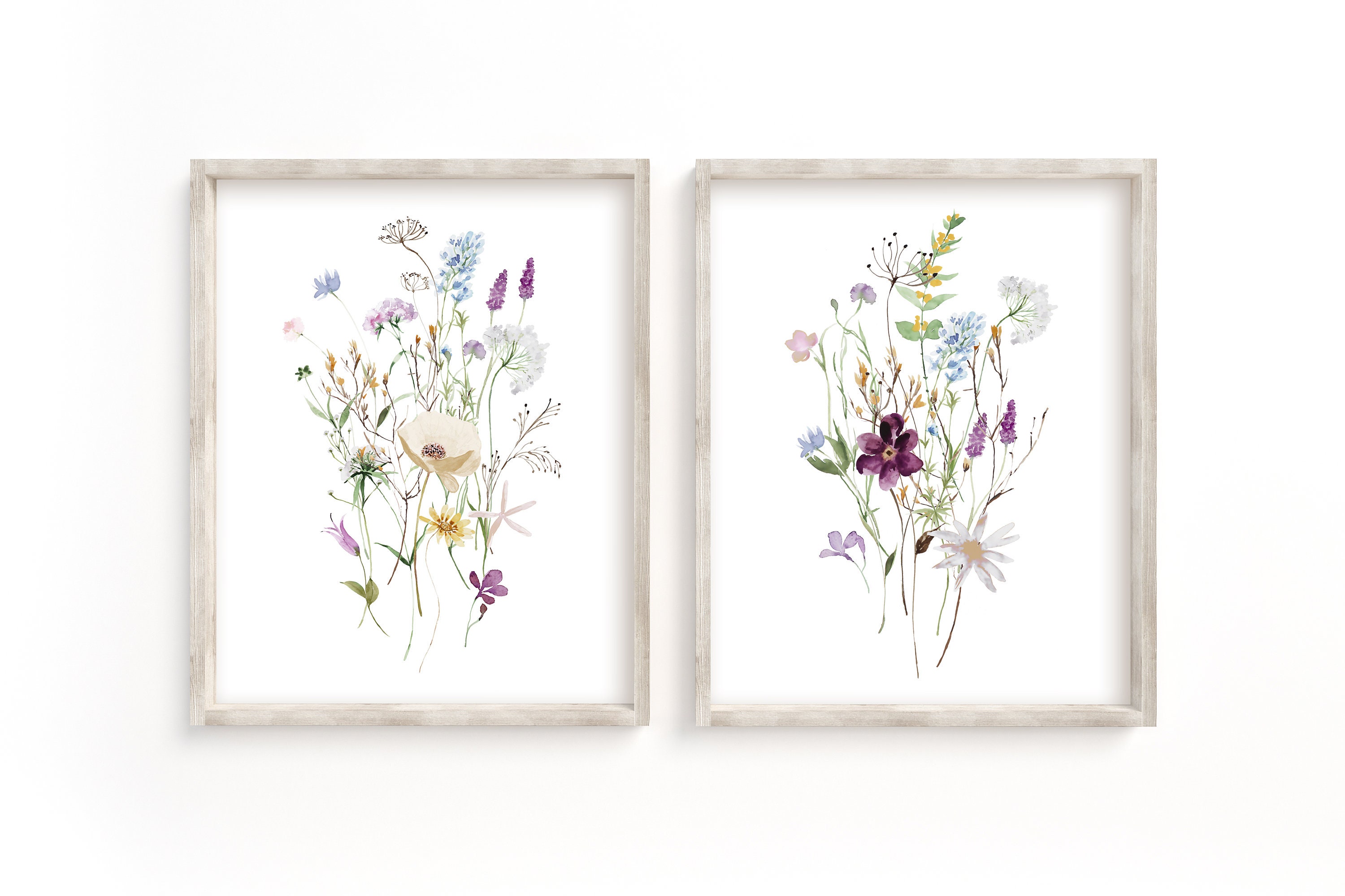 Wildflower Prints, Prairie Field Flowers, Watercolor Flowers, Botanical ...