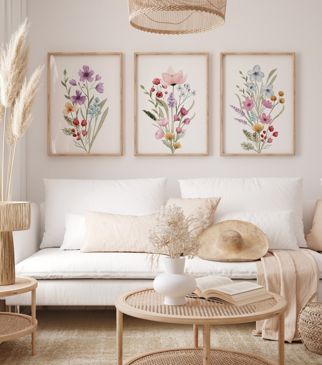 Boho Wildflower Prints, Watercolor Botanical, Floral Printable Art ...