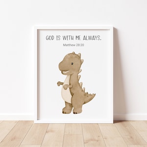 Set of 6 Dinosaur Prints, Kid's Bible Verse Prints, Neutral Nursery ...