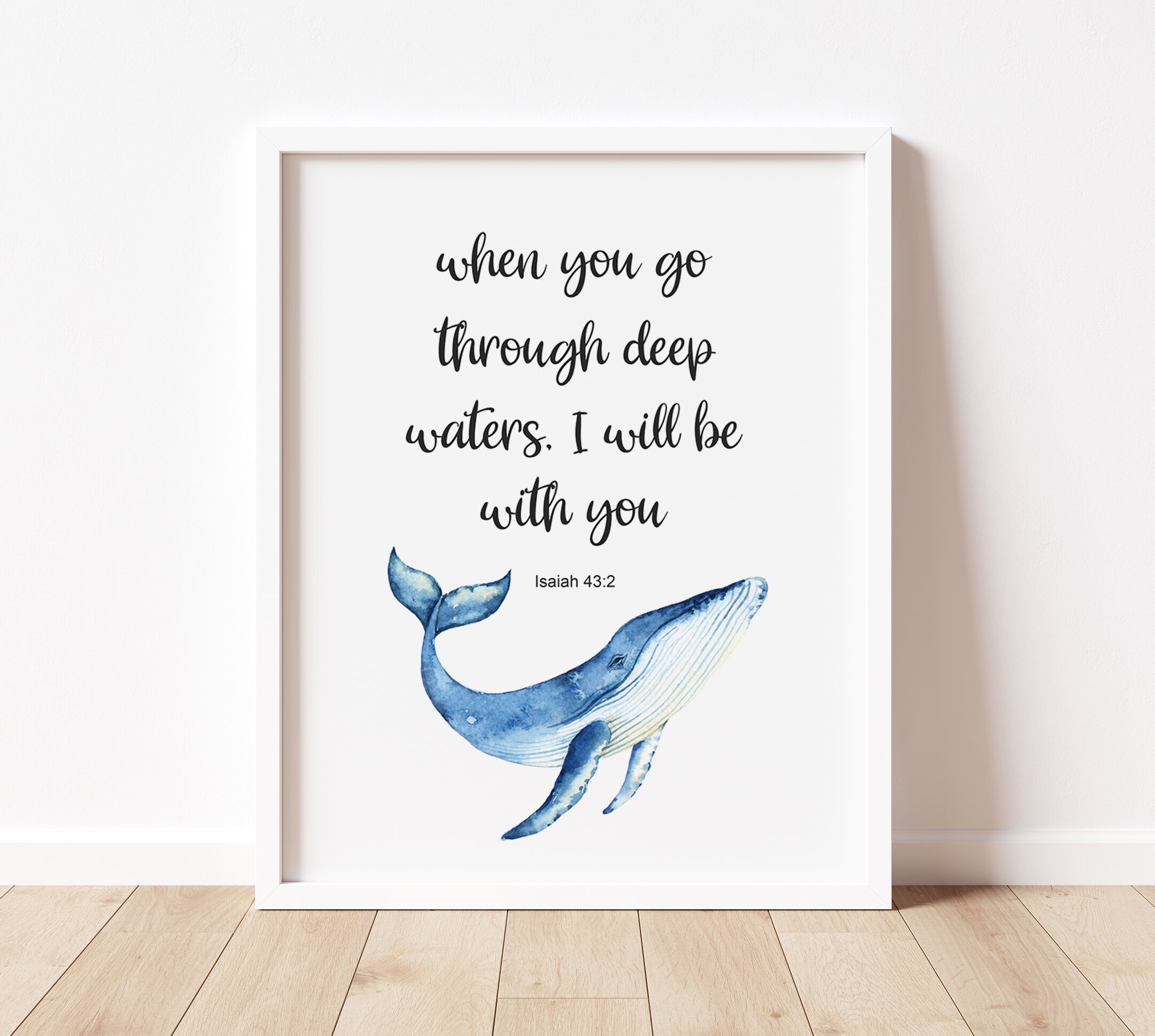 Kid's Bible Verse Nautical Nursery Print, When You Go Through Deep ...