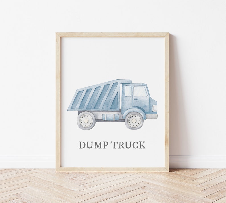 Set of 6 Construction Prints, Construction Vehicle Wall Art, Boys Room ...