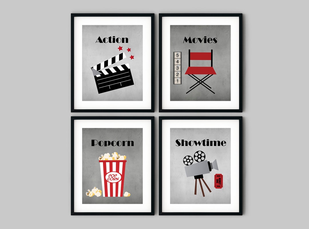 Movie Theater Decor, Printable Wall Art, Home Theater Wall Decor, Movie ...