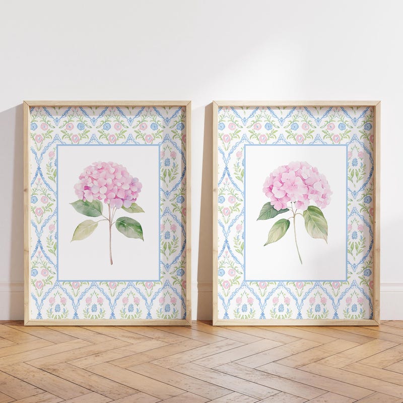 Hydrangea 2 Piece Art - Etsy