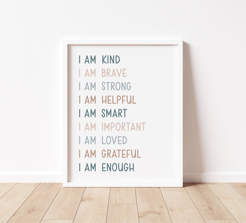 Positive Affirmations for Kids, I Am Kind Smart Loved, Inspirational ...
