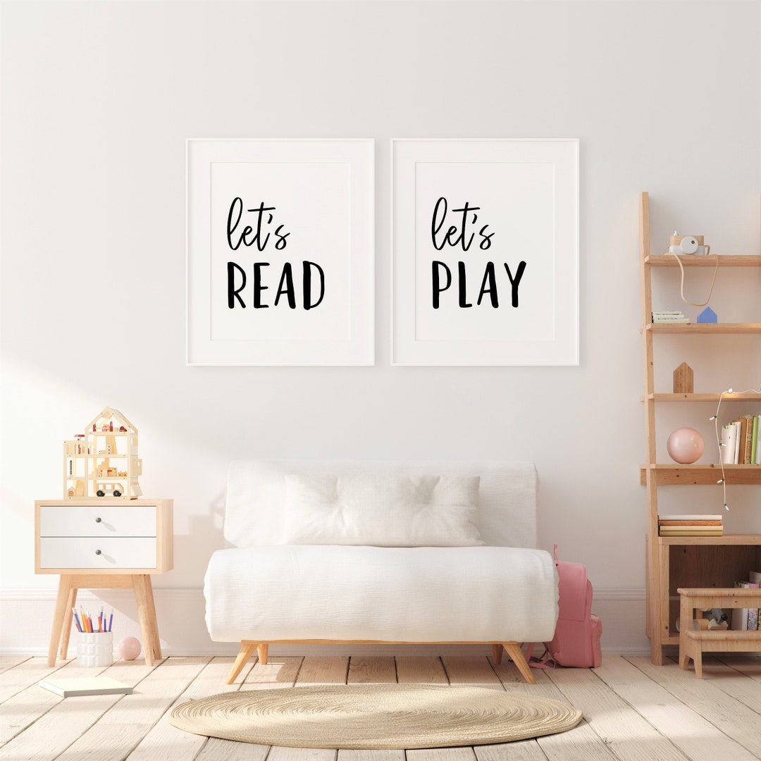 Let's Play Let's Read Prints, Black and White Playroom Prints, Boy ...