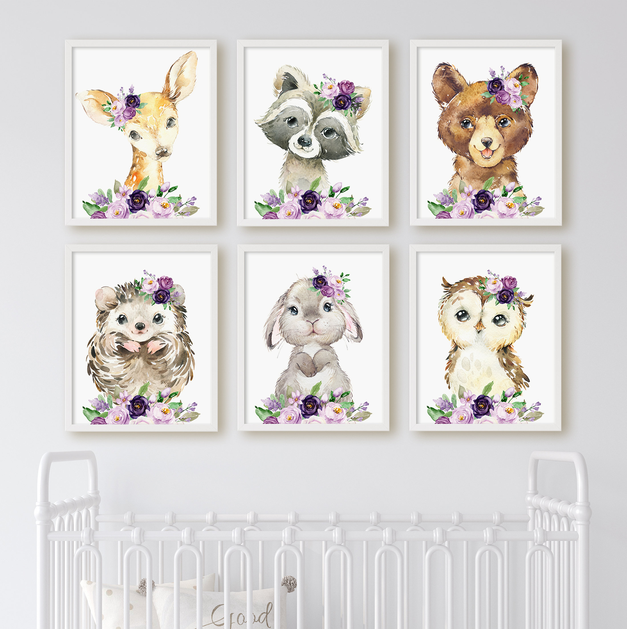 Baby Girl Nursery Prints Woodland Animal Wall Art Watercolor | Etsy