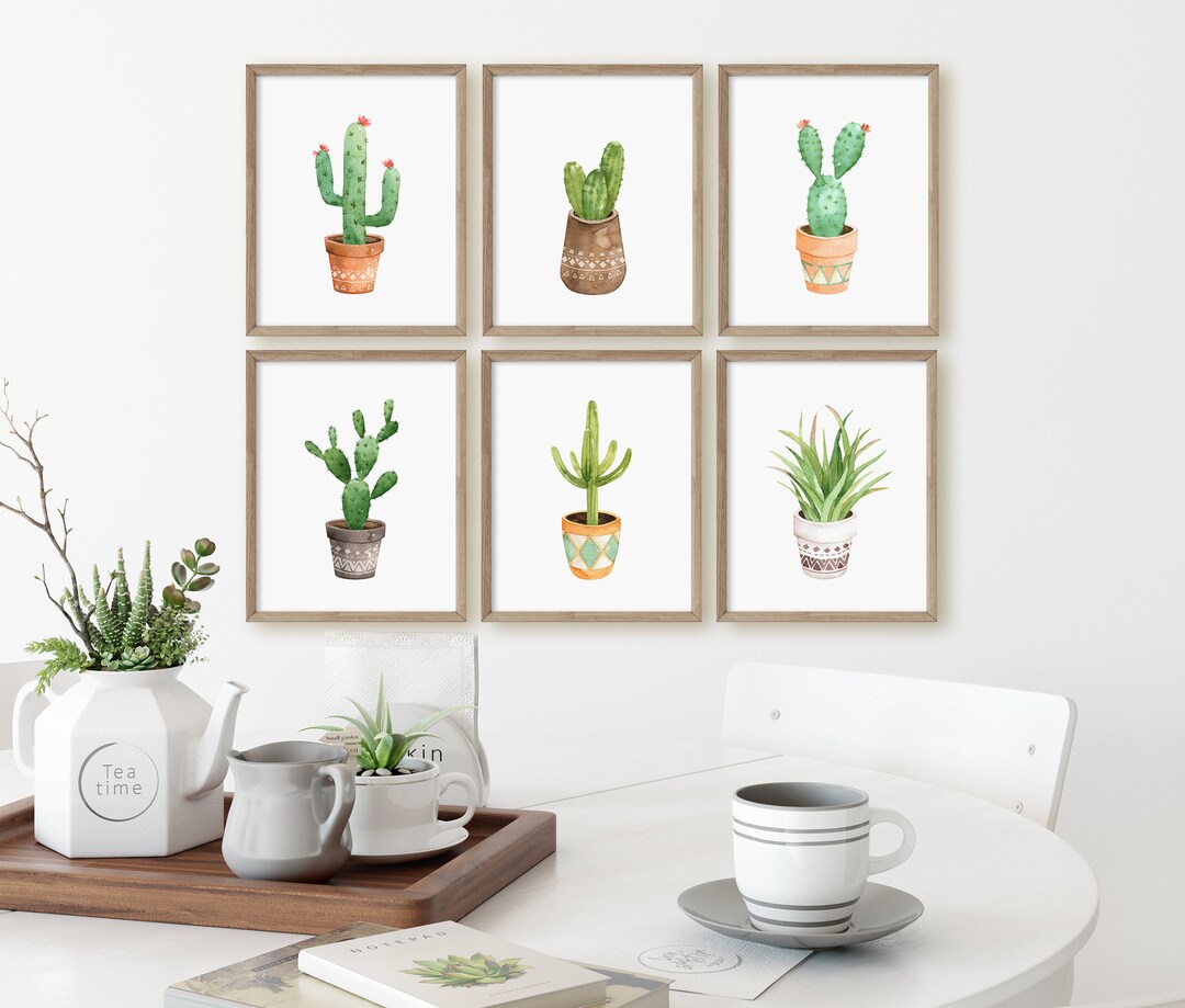 Set of 6 Cactus Prints, Succulent Prints, Botanical Prints, Watercolor ...