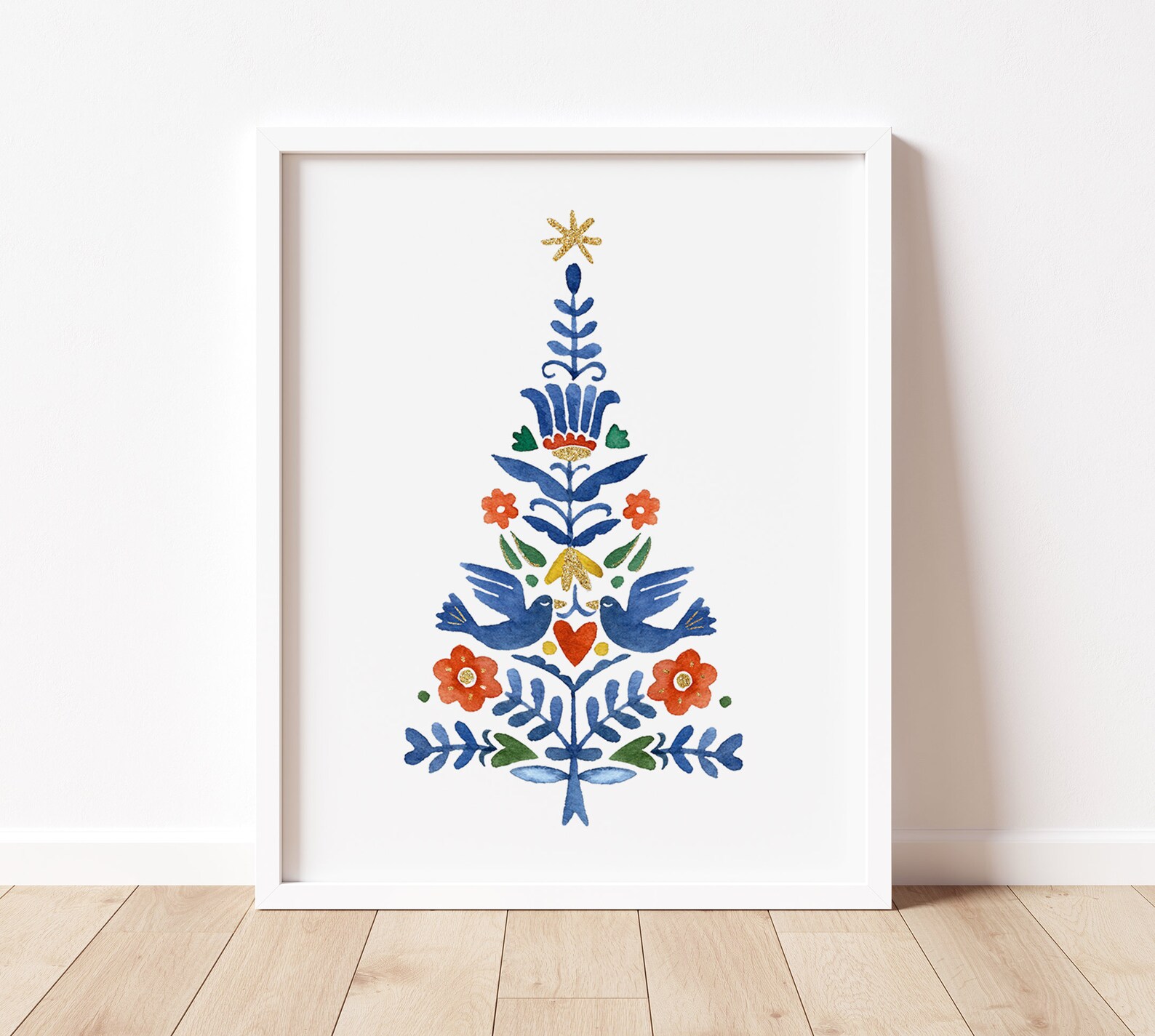 3 Christmas Prints Scandinavian Folk Art Christmas Tree - Etsy