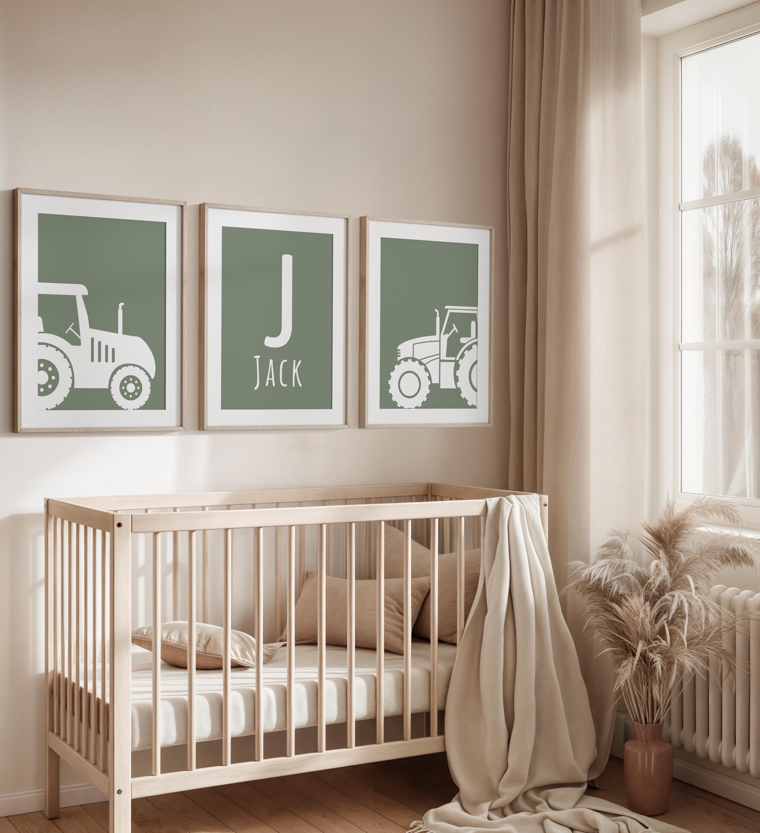 Personalized Tractors Nursery Wall Art, Farm Nursery Prints, Kids ...
