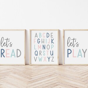 Let's Play Let's Read Prints, Alphabet Print, Girl Boy Playroom Wall ...