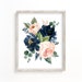 Blush Navy Floral Printable Nursery Prints, Pink Blue Girls Nursery ...