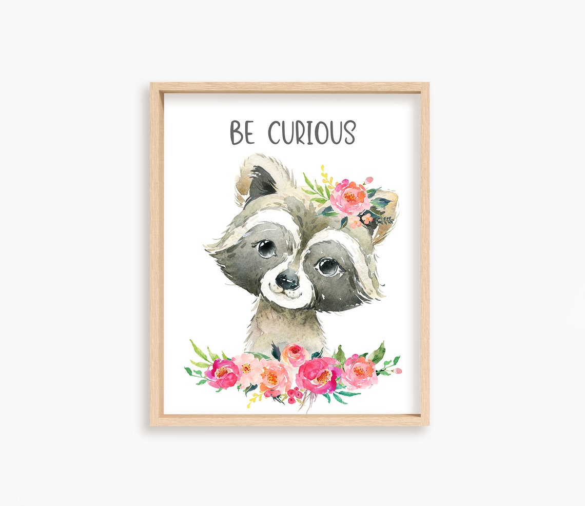 Baby Girl Nursery Prints Woodland Animal Wall Art Girls Room | Etsy