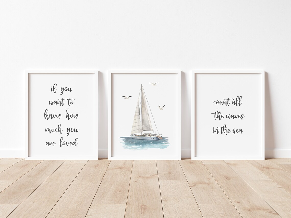 Count All the Waves in the Sea Prints, Sailboat, Nautical Nursery Decor ...