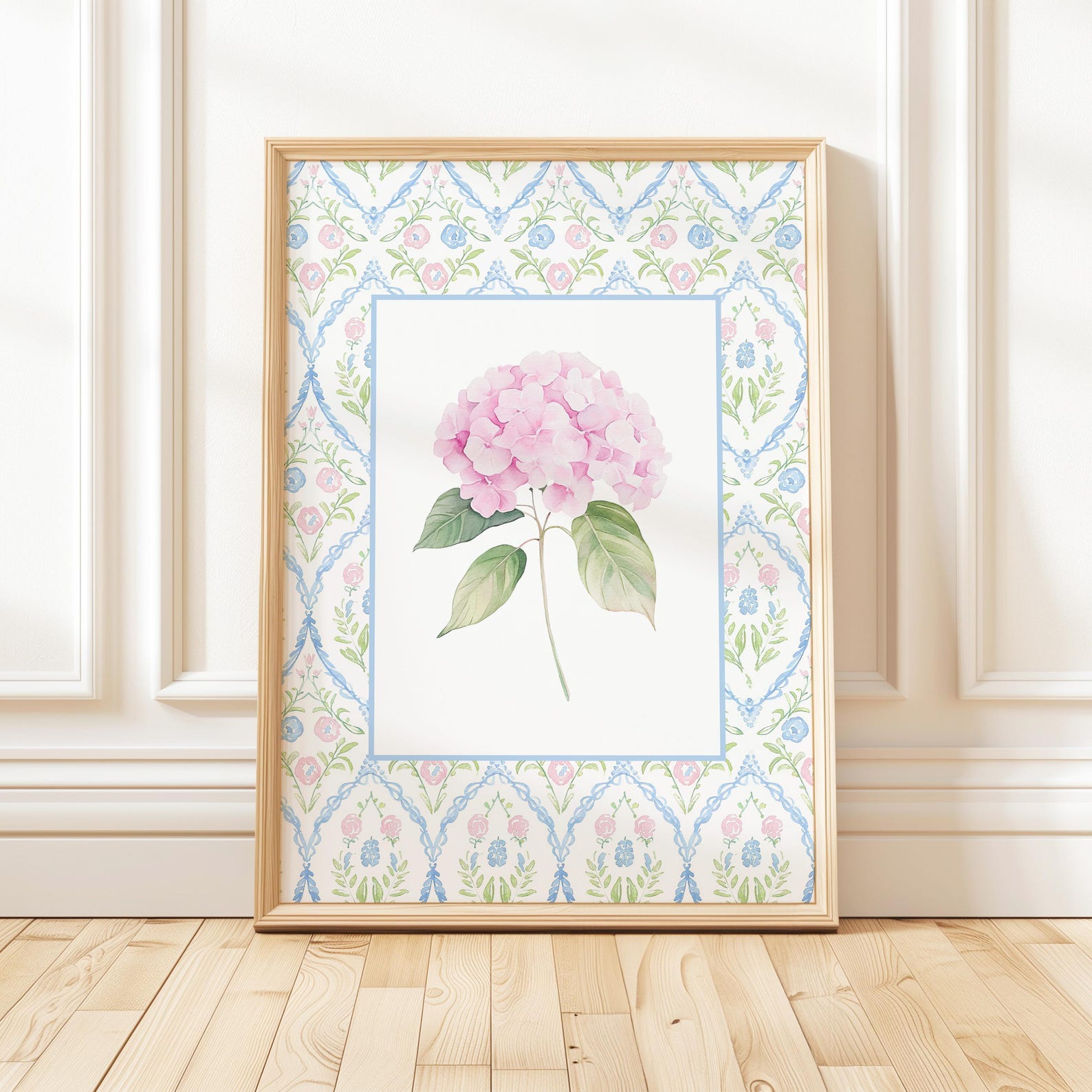 Pink Hydrangea Print, Chinoiserie Wall Art, Hydrangea Print, Grand ...