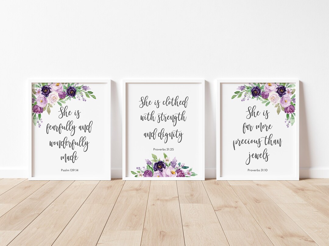 Baby Girl Nursery Bible Verses, Christian Nursery Bible Print, Purple ...