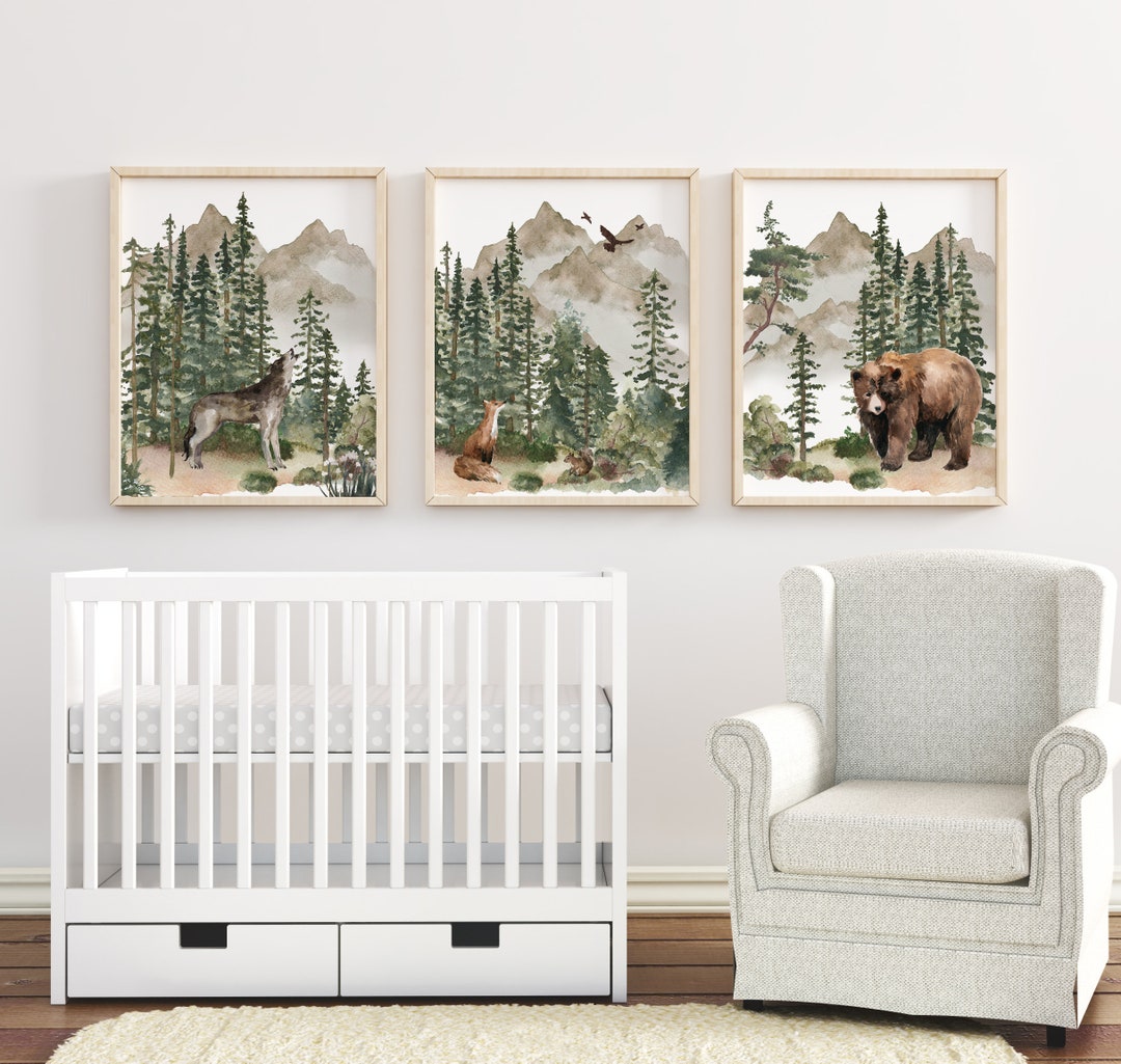 Wildlife Prints, Nature Wall Decor, Woodland Nursery Prints, Boy Wall ...