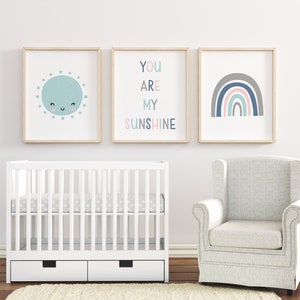 You Are My Sunshine Nursery Print, Rainbow Playroom Wall Decor, Girl ...