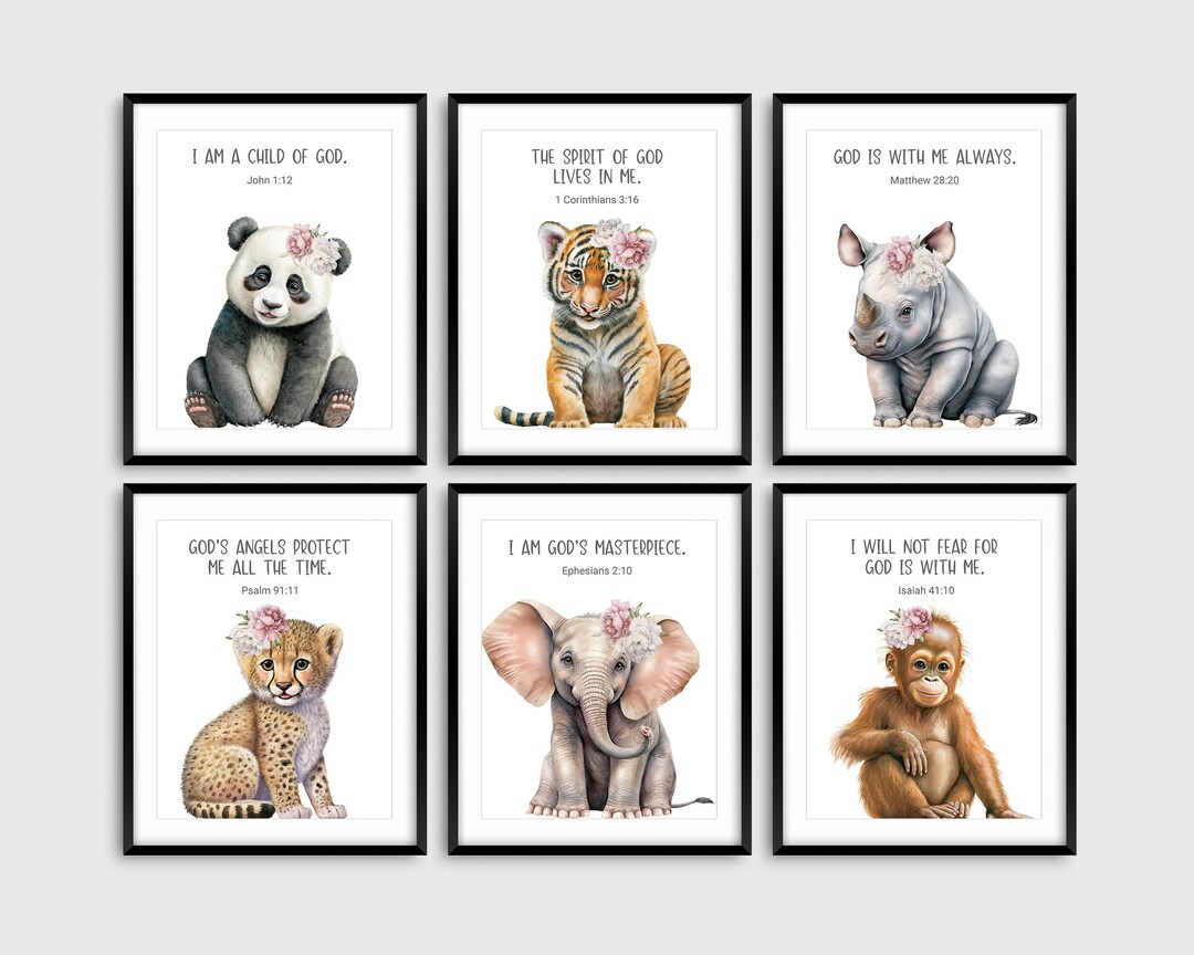 Kid's Bible Verse Prints Safari Animal Prints Christian - Etsy