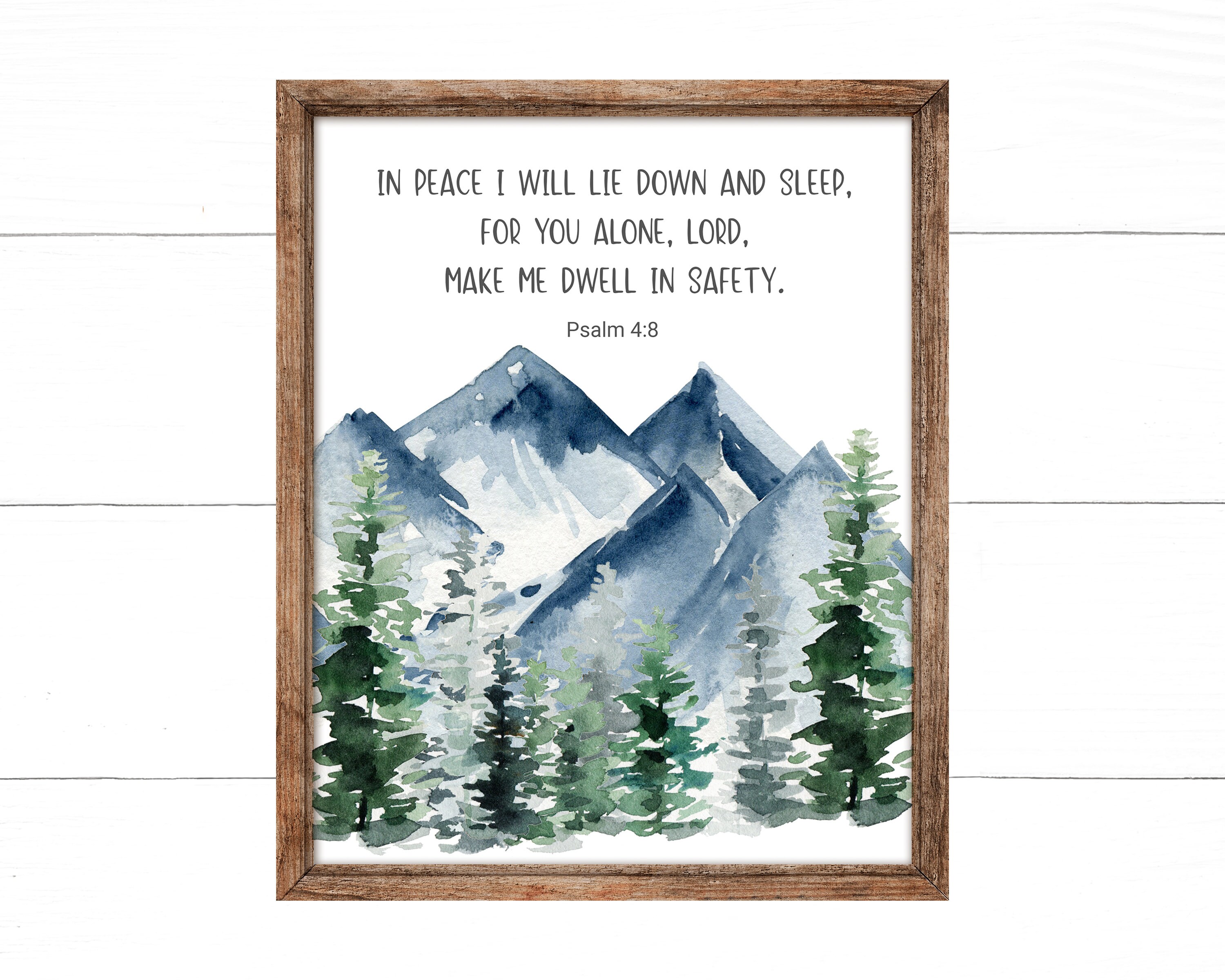 Kid's Bible Verse Woodland Nursery Prints Psalm 4:8 | Etsy