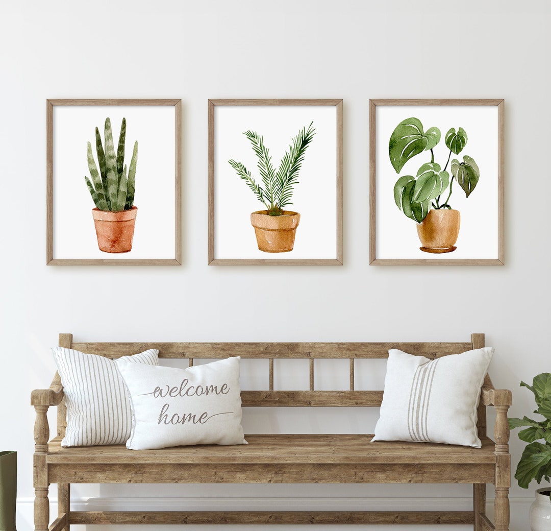 House Plant Prints, Botanical Print Set, Watercolor Botanical Prints ...