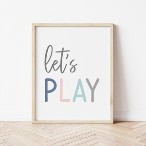 Let's Play Let's Read Prints, Girl Boy Playroom Wall Art, Playroom ...
