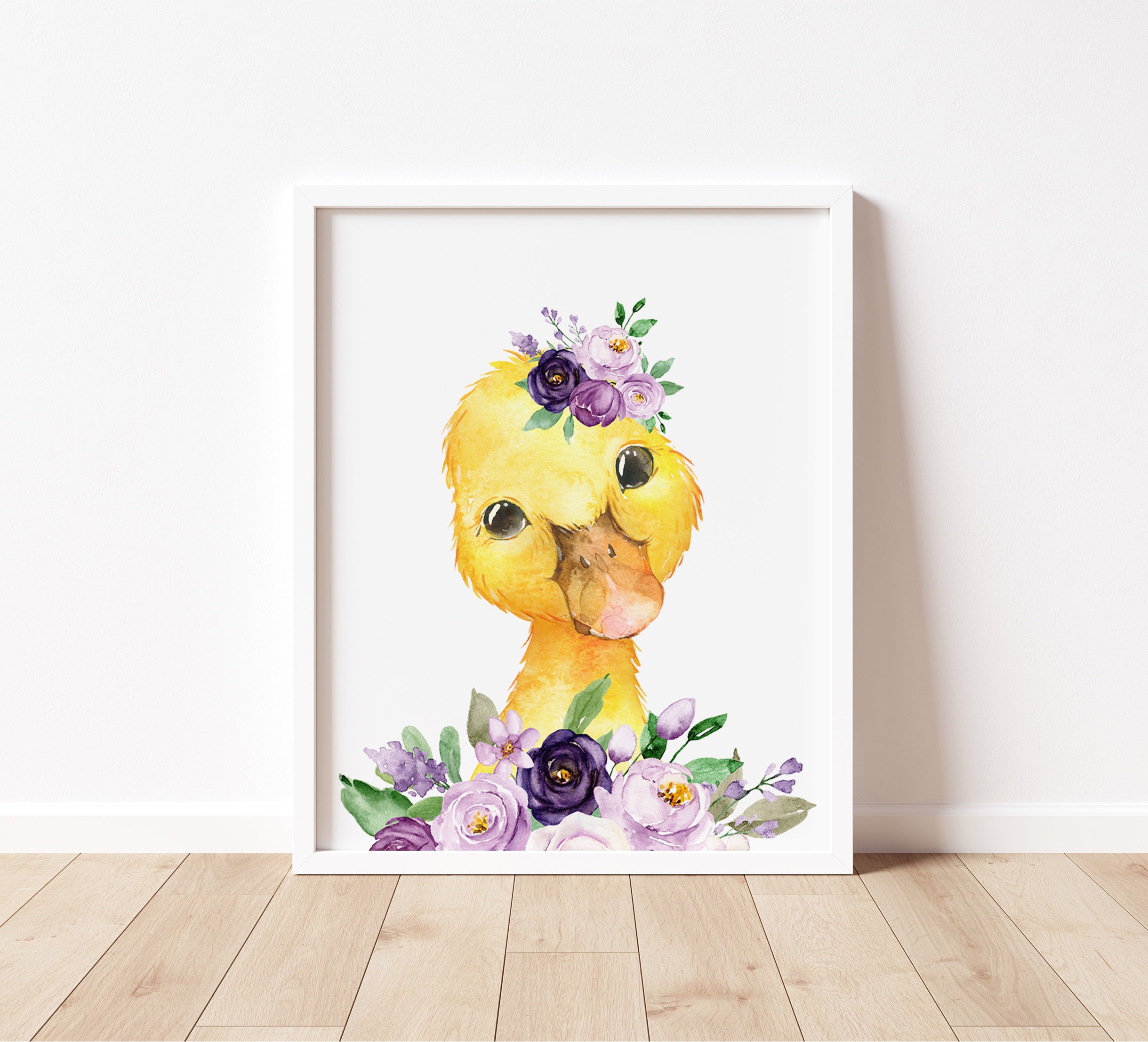 Purple Floral Farm Animal Prints Nursery Wall Decor - Etsy