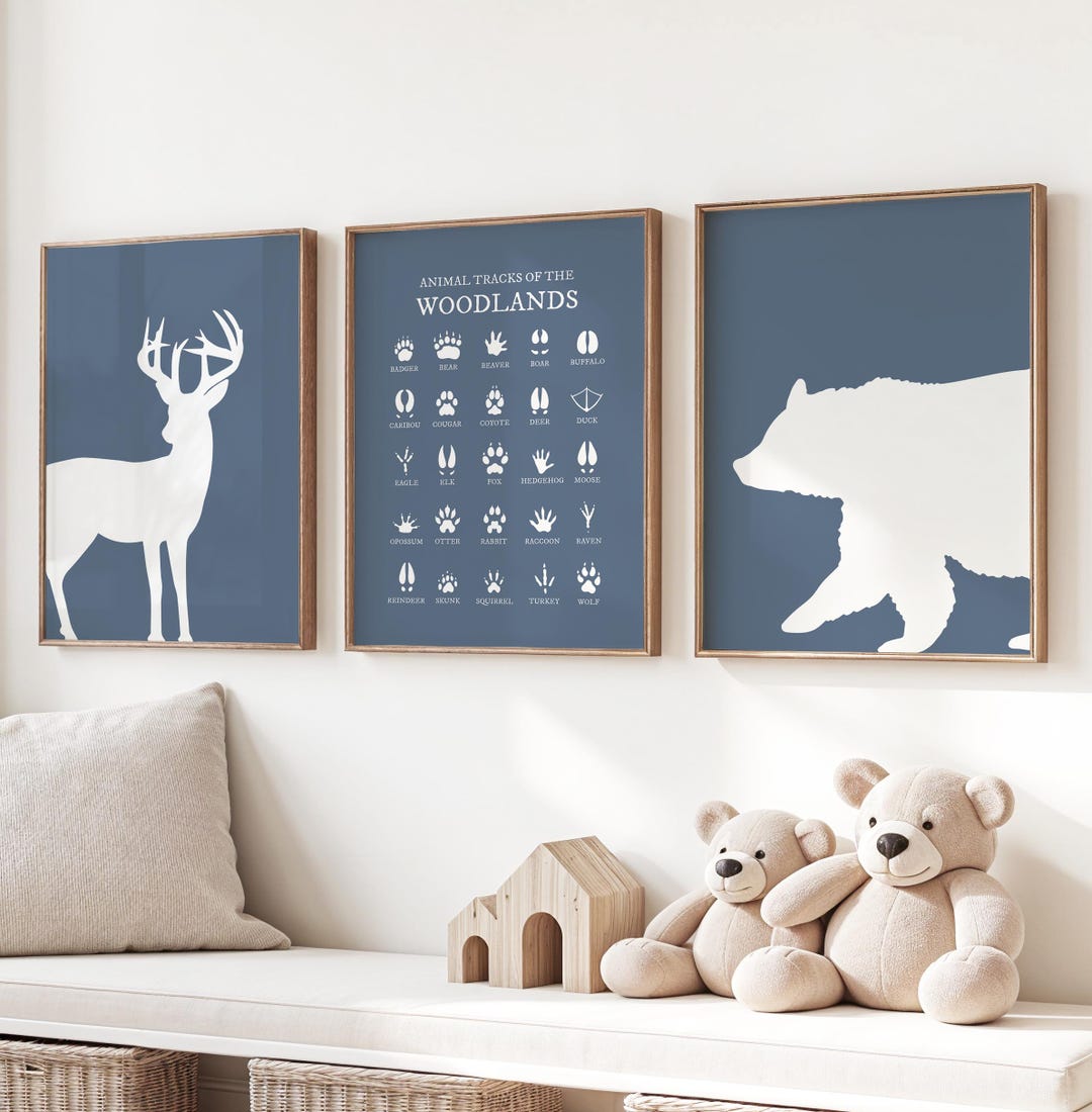 Woodland Animal Tracks Nursery Decor, Woodland Prints, Nursery Wall Art ...