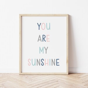 You Are My Sunshine Nursery Print, Rainbow Playroom Wall Decor, Girl ...