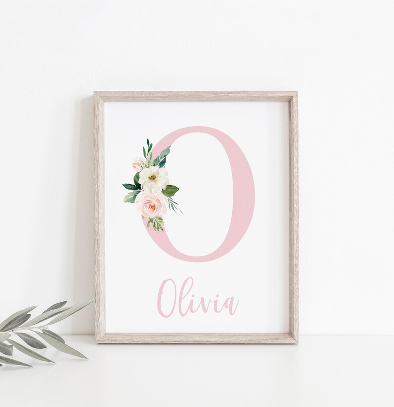 Personalized Baby Name Print Monogram Letter Floral Nursery - Etsy