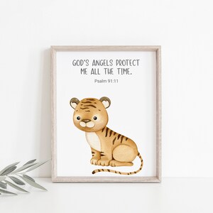 Set of 6 Kid's Bible Verse Prints, Safari Animal Prints, Christian Wall ...