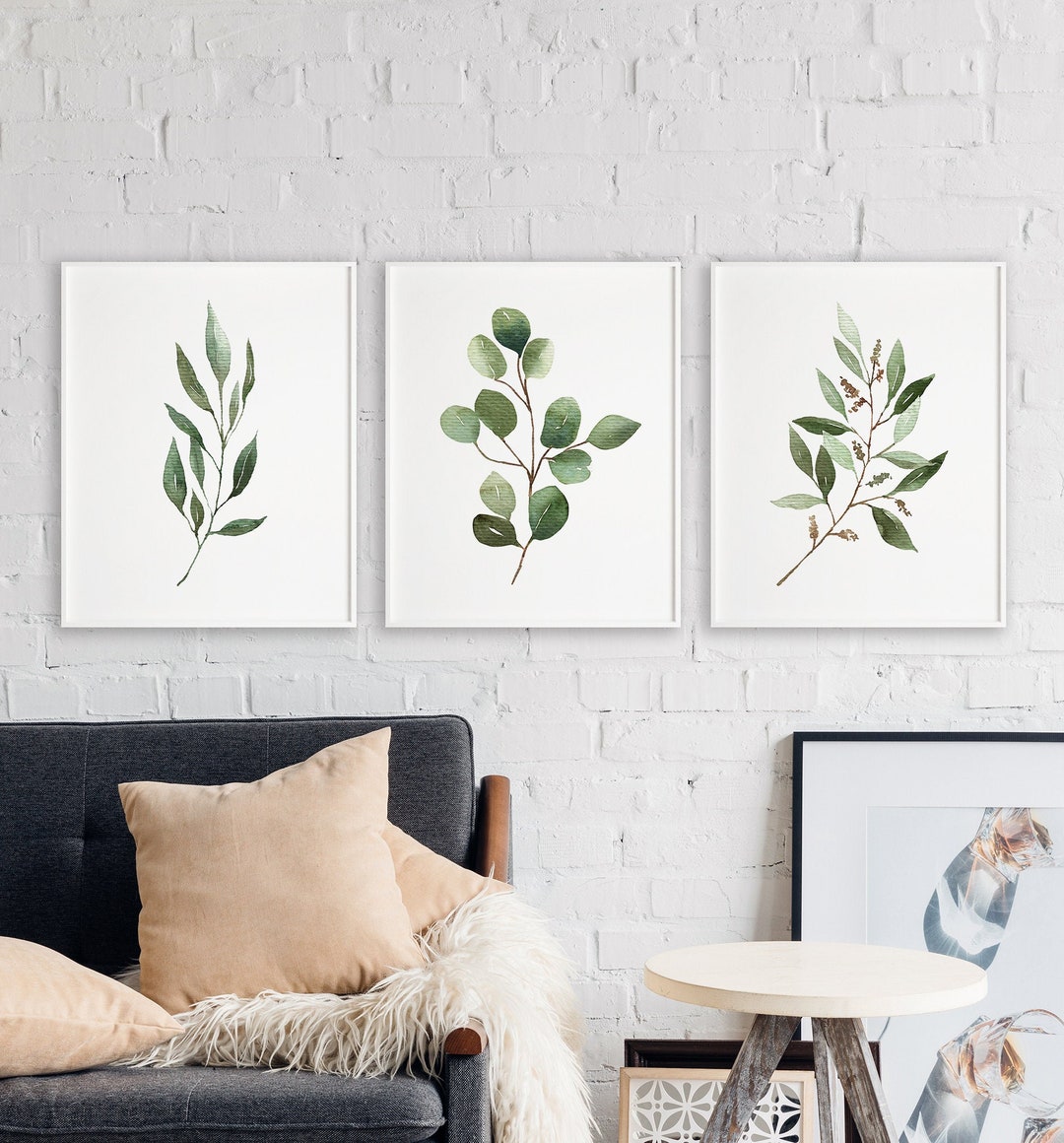 Botanical Print Set, Foliage Watercolor Prints, Plant Posters, Set of 3 ...