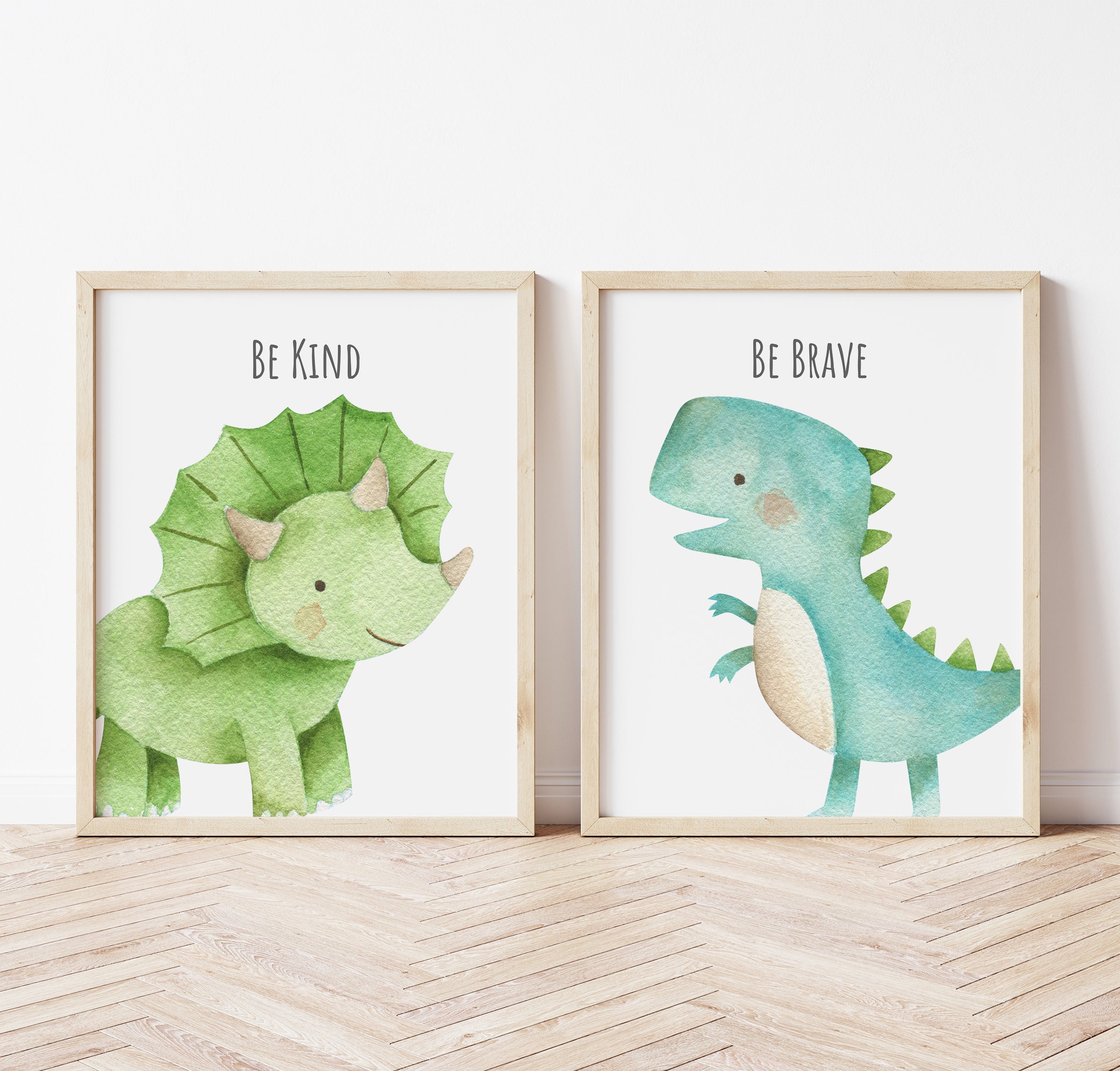 Set of 2 Boy Nursery Dinosaur Prints, Nursery Wall Art, Dinosaur Decor ...