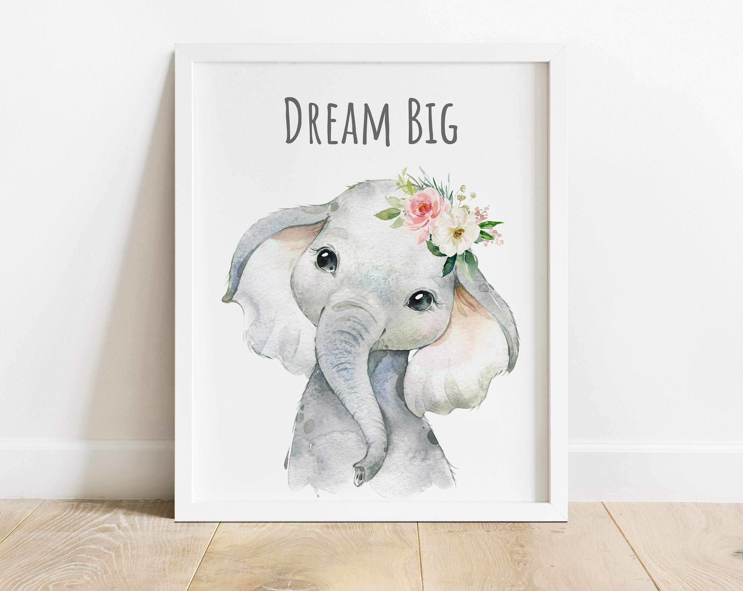 Set of 6 Floral Safari Animal Prints, Nursery Wall Decor, Watercolor ...