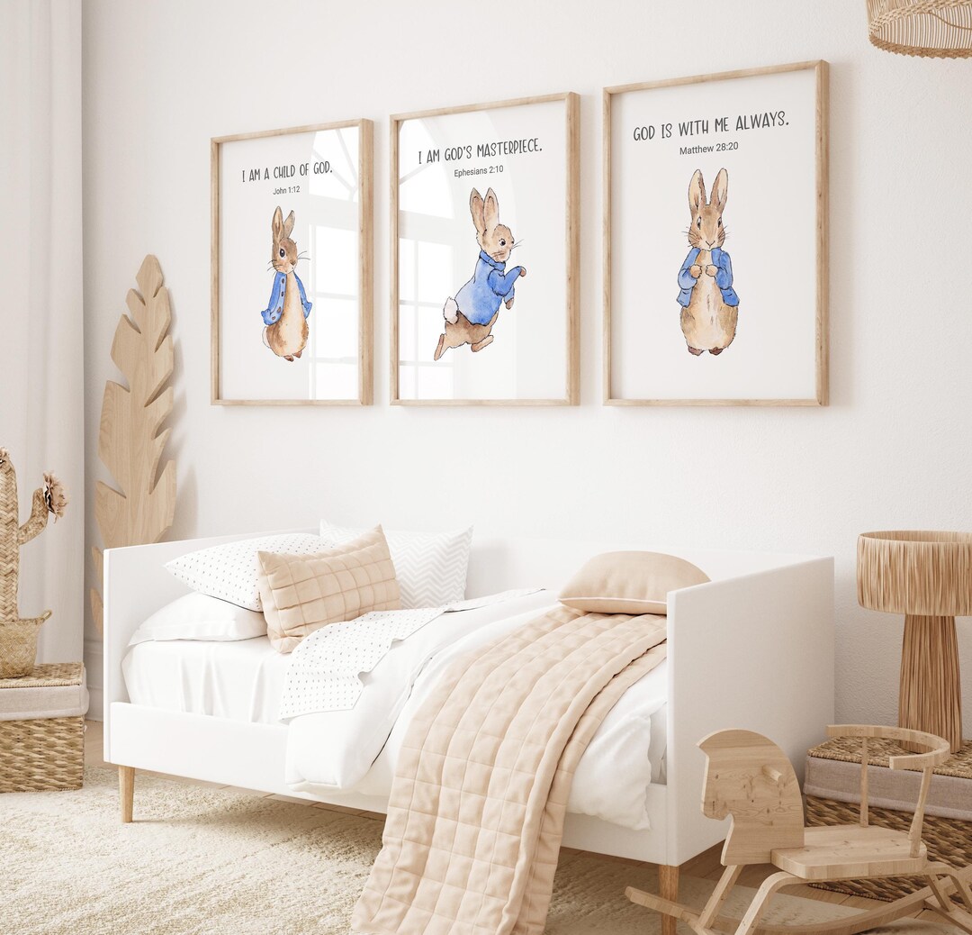 Peter Rabbit Nursery Bible Verses, Christian Nursery Bible Print, Peter ...